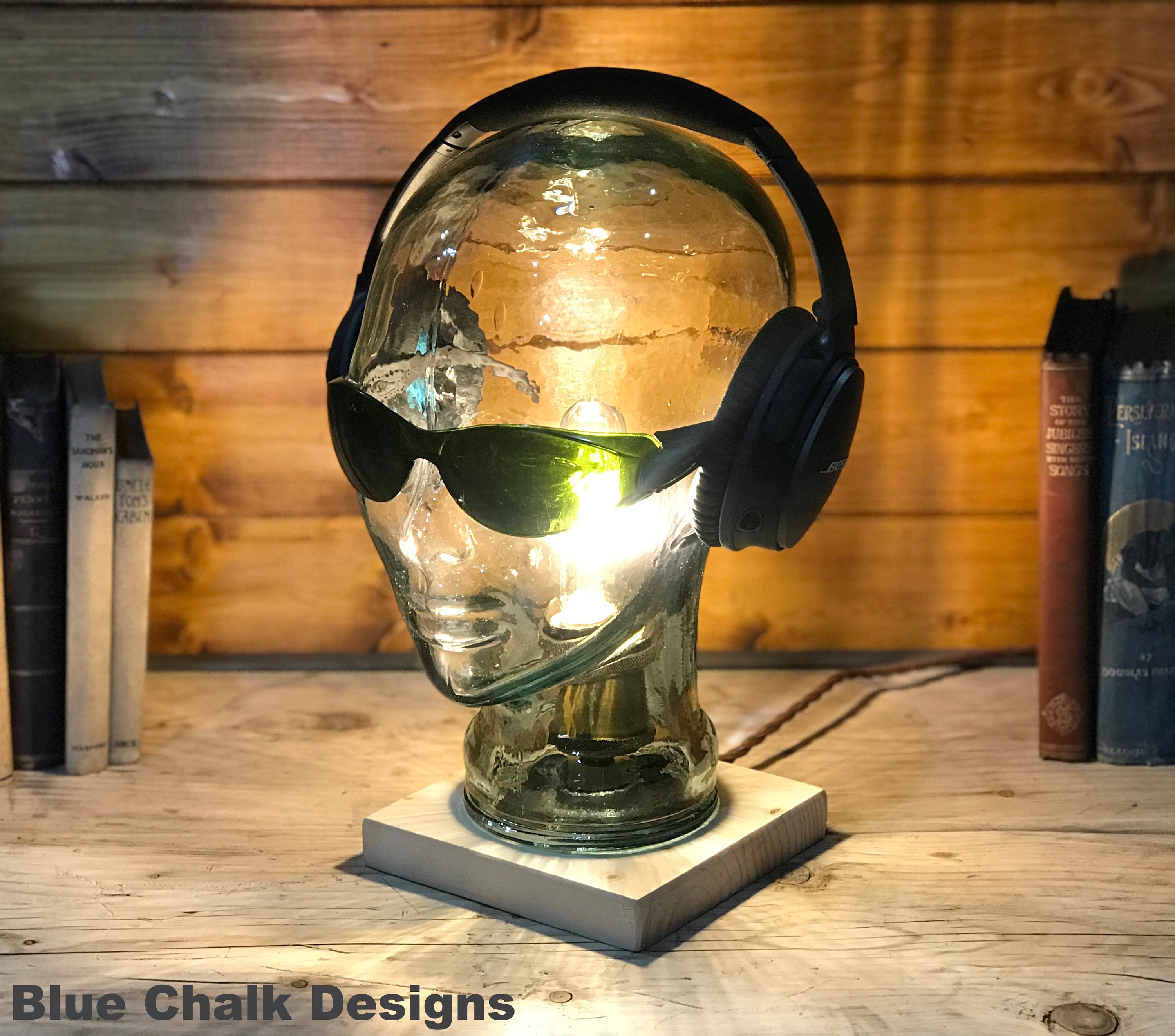 Mannequin Head Glass Table / Desk Lamp Choice of Wood Finish - Etsy UK