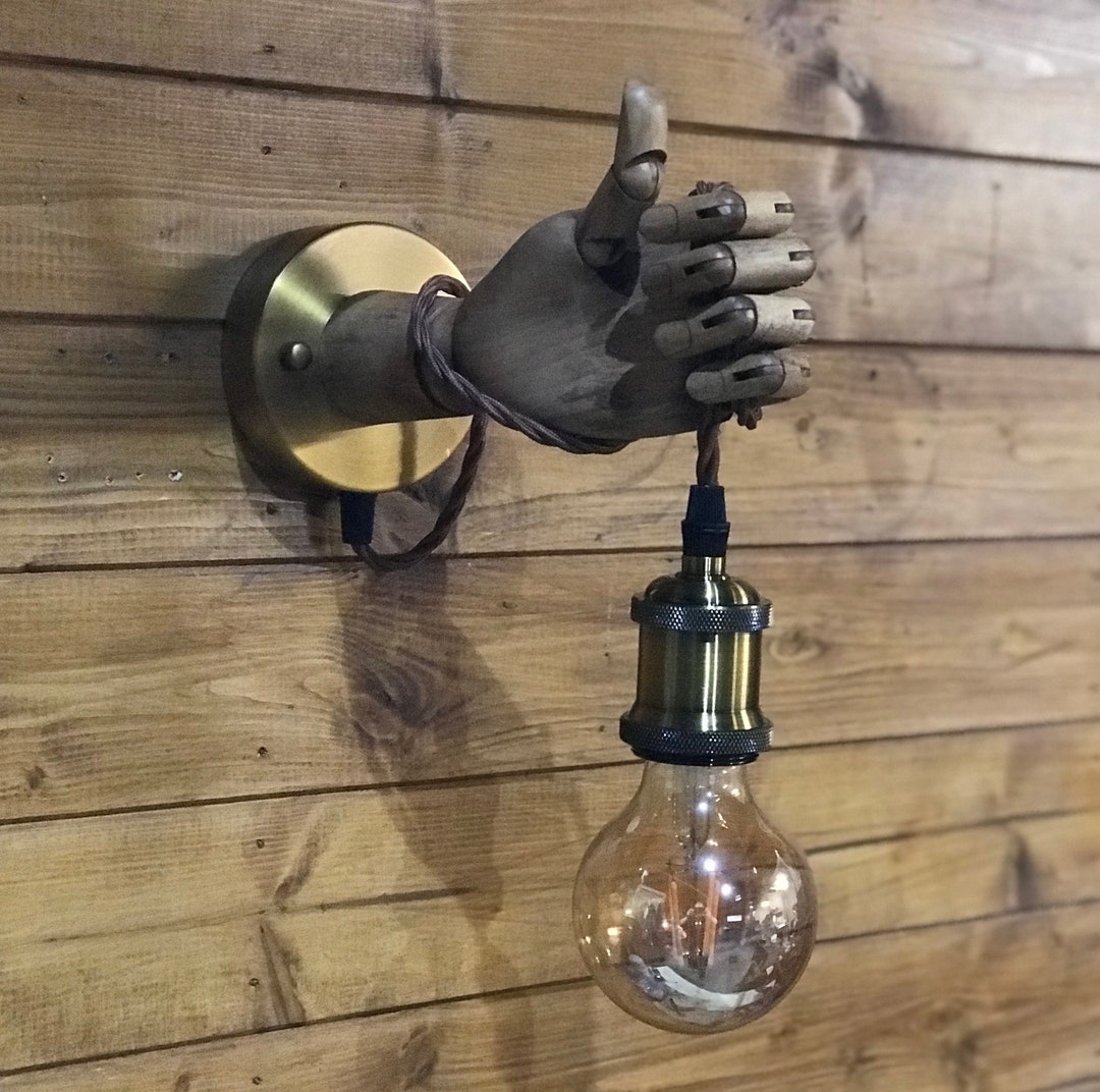 Wooden Vintage Mannequin Hand Lamp, Wall Lamp, Sconce Edison, Retro ...