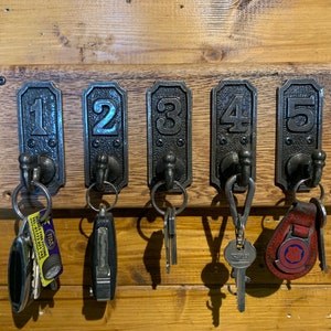 Numbered Industrial Key Holder 5 Hook Design With Antique Oak - Etsy