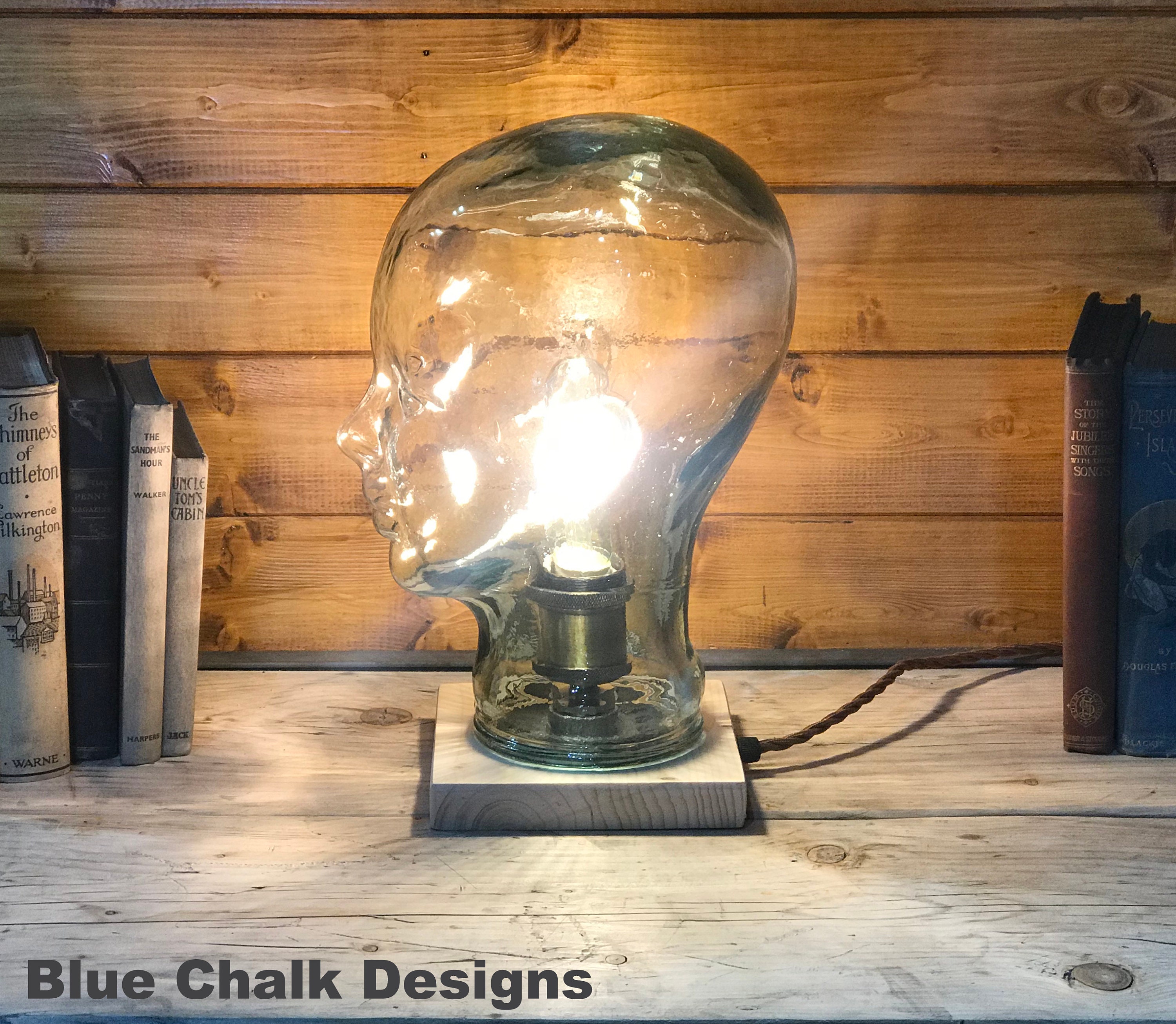 Mannequin Head Glass Table / Desk Lamp Choice of Wood Finish - Etsy UK