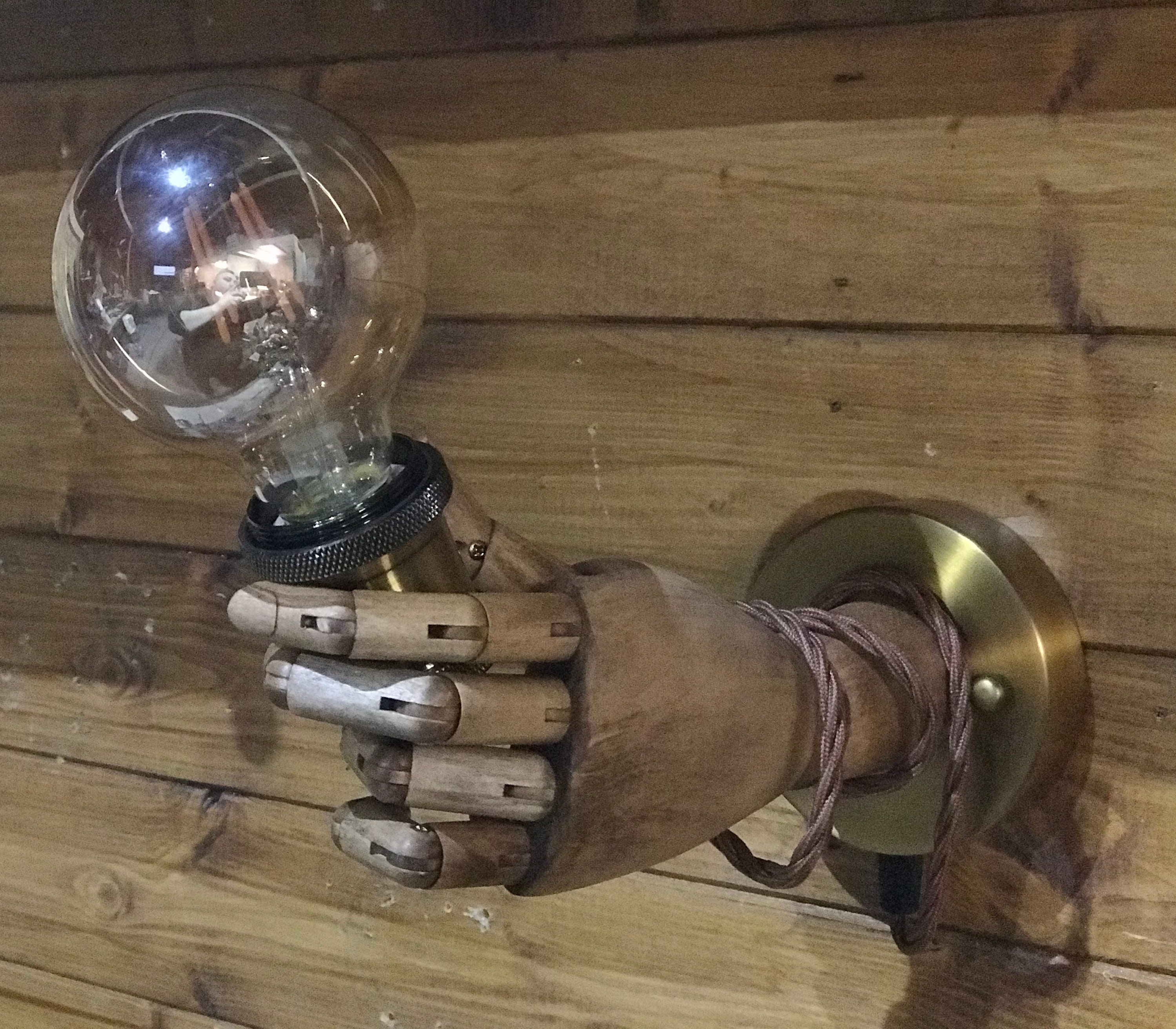 Wooden Vintage Mannequin Hand Lamp Wall Lamp Sconce Edison - Etsy UK