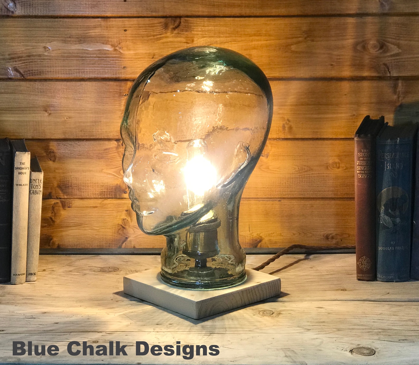 Mannequin Head Glass Table / Desk Lamp Choice of Wood Finish - Etsy UK