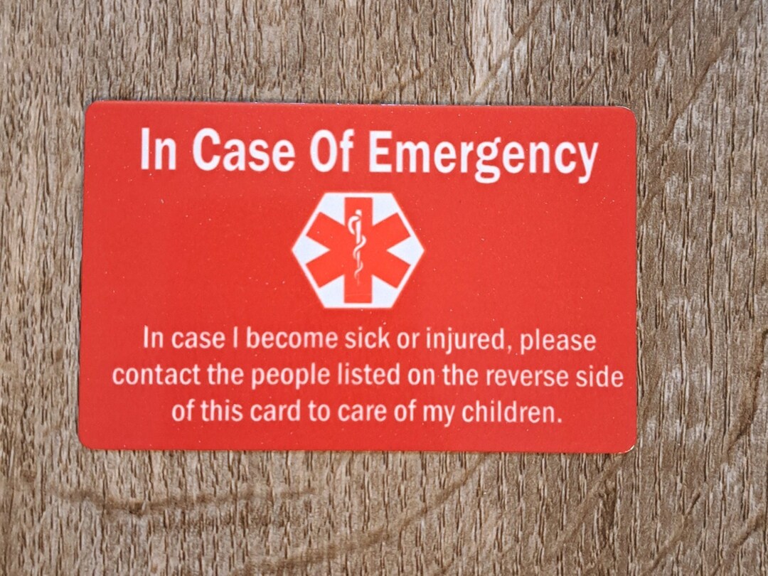 Parent Emergency Card/ in Case of Emergency Card/personalized Emergency ...