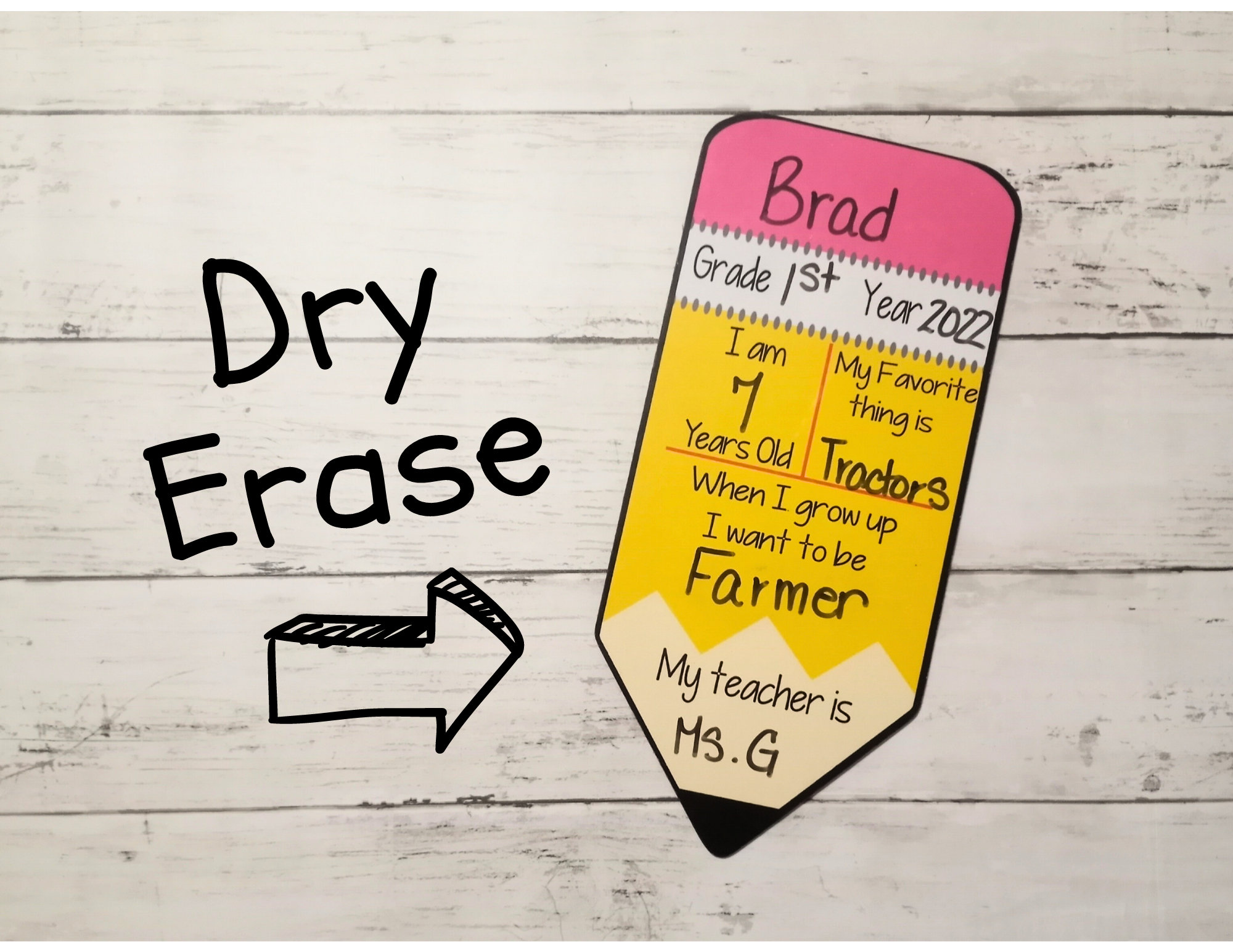 First Day of School Pencil Sign: Dry Erase MDF Board - Etsy