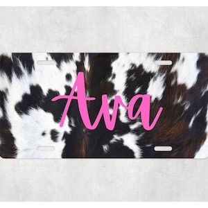 Cow Print Personalized License Plate - Etsy