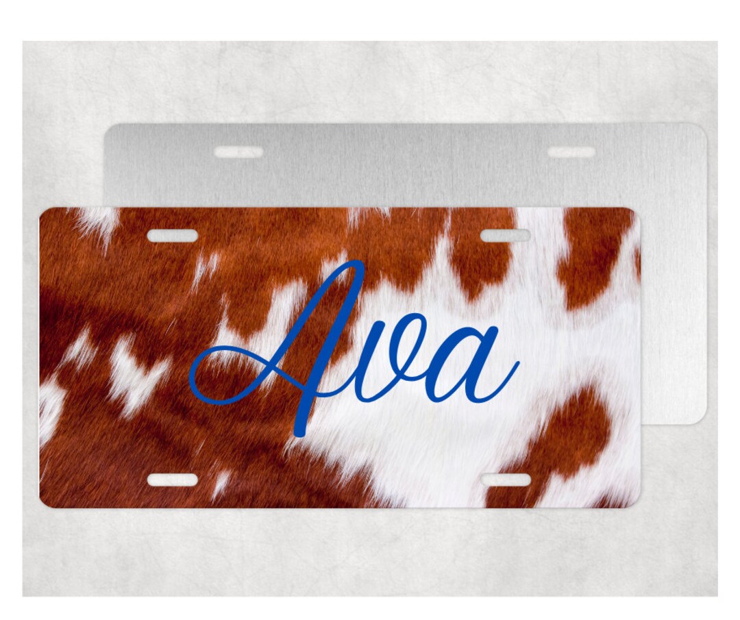 Cow Print Personalized License Plate - Etsy