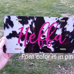 Cow Print Personalized License Plate - Etsy