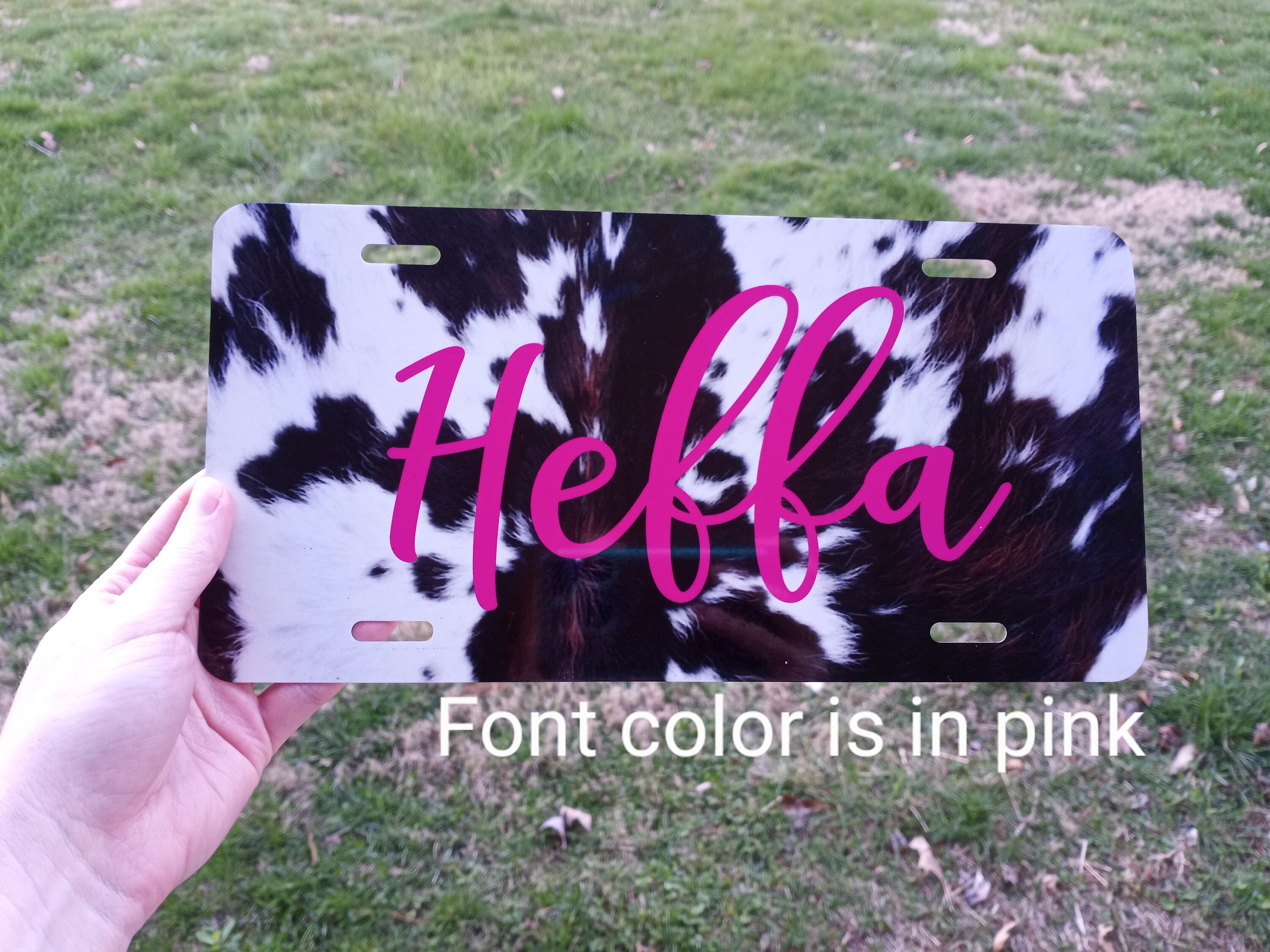 Cow Print Personalized License Plate - Etsy