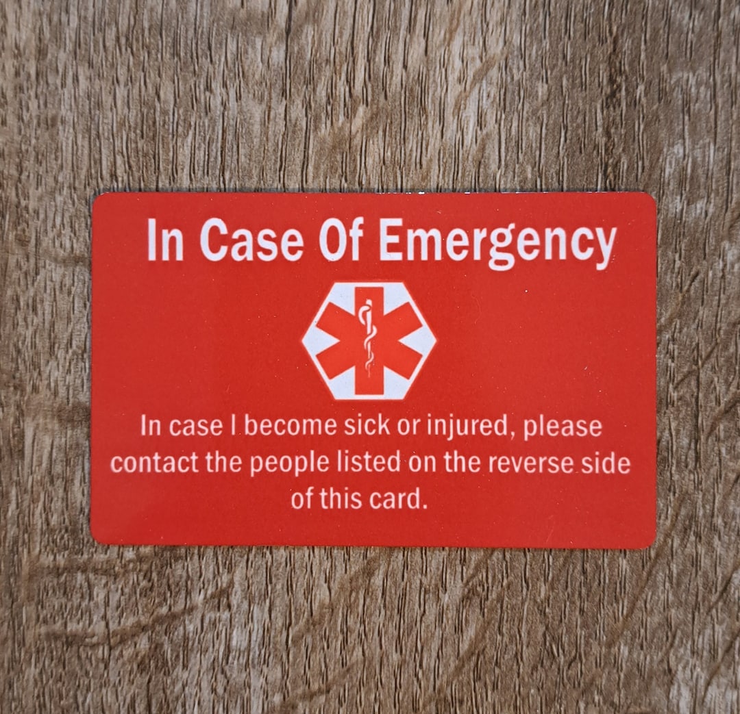 General Information in Case of Emergency Card/personalized Emergency ...