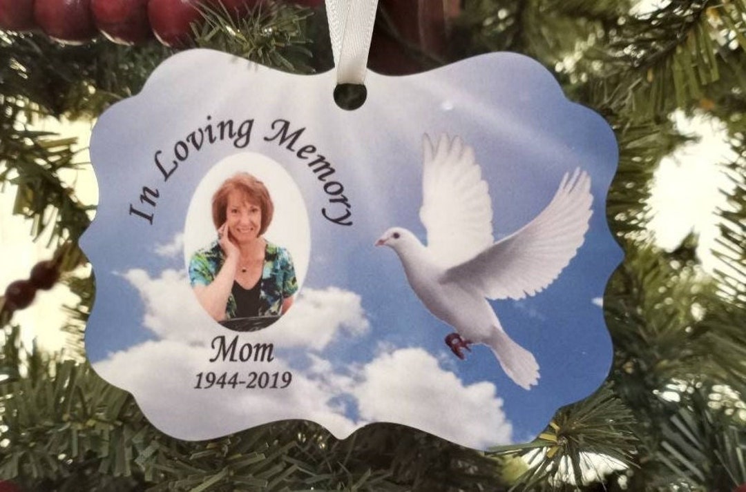 In Memory Dove Ornament/funeral Gift/ Personalized Photo Ornament/dove ...