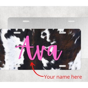 Cow Print Personalized License Plate - Etsy