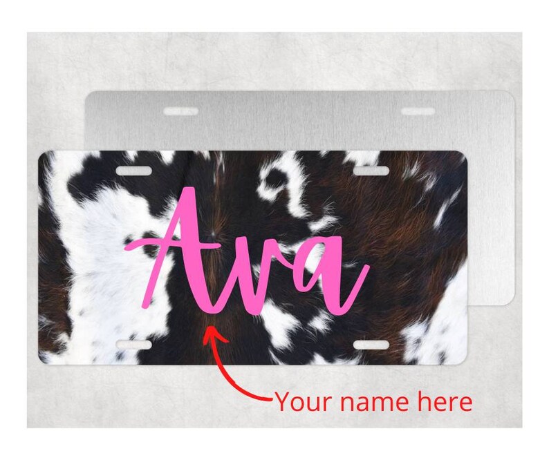 Cow Print Personalized License Plate - Etsy