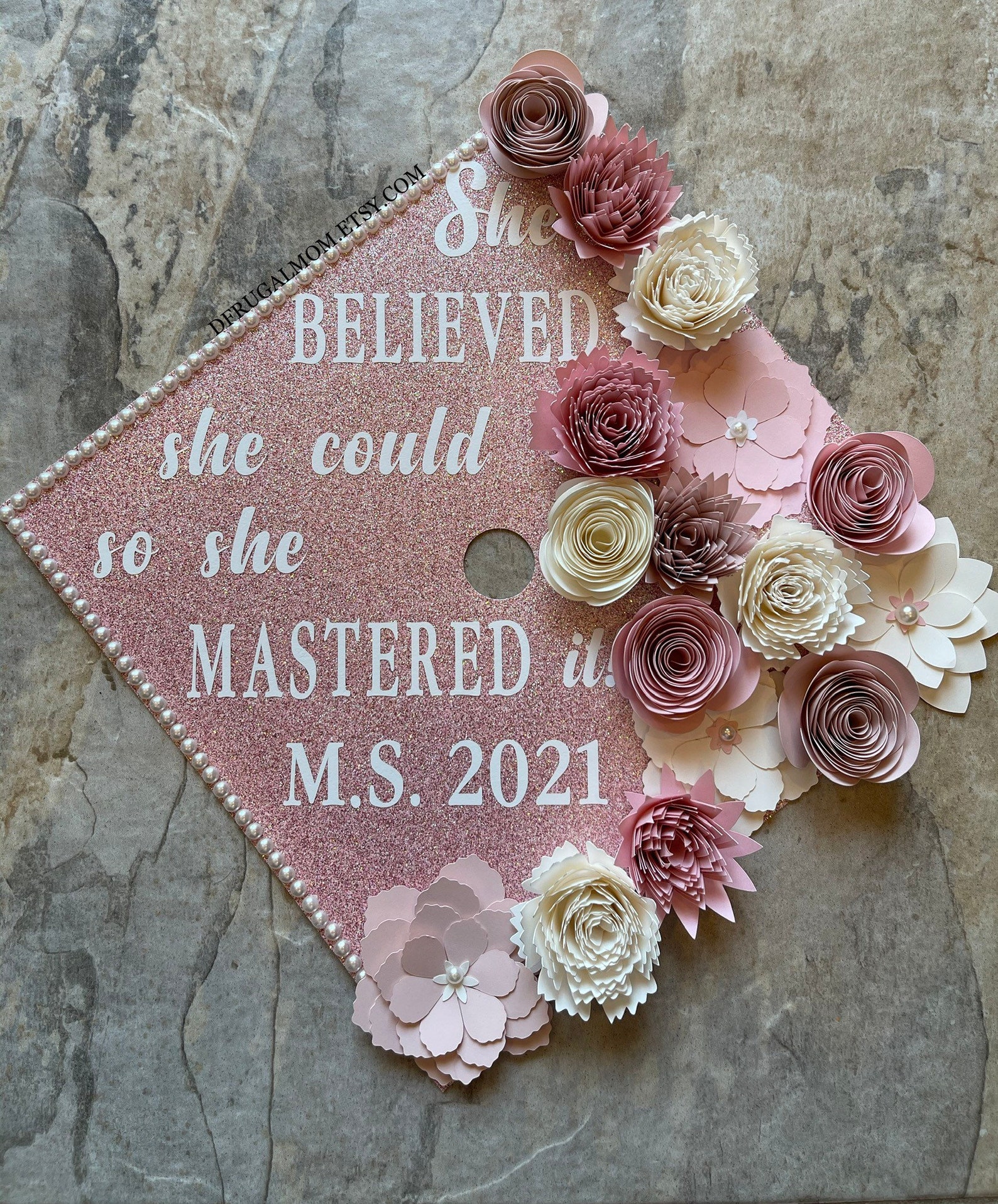 She Believed She Could so She Mastered It, Graduation Cap Topper ...