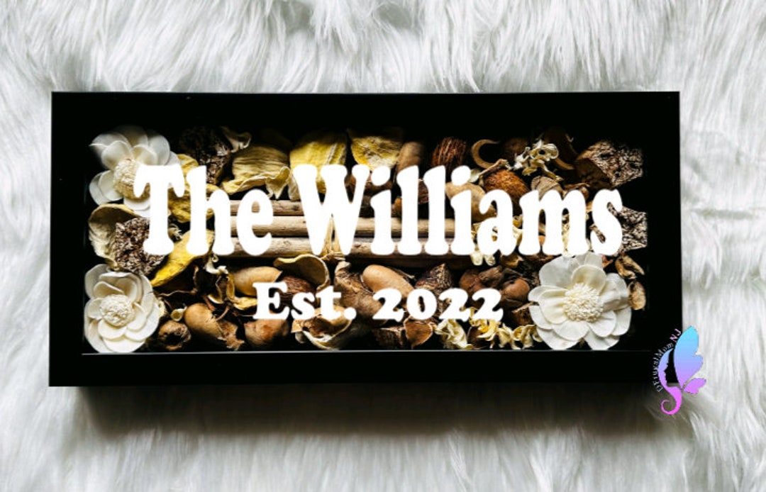 Wedding Flowers Shadow Box Name and Date - Etsy