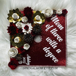 Mom of Three Graduation Cap Decor | Graduation Cap Topper | Class 2023 ...