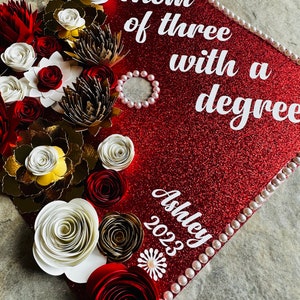 Mom of Three Graduation Cap Decor | Graduation Cap Topper | Class 2023 ...