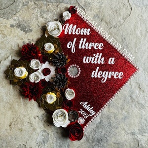 Mom of Three Graduation Cap Decor | Graduation Cap Topper | Class 2023 ...