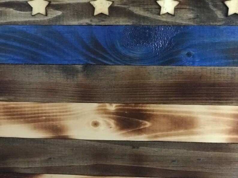 Thin Blue Line Rustic Wooden Flag - Etsy
