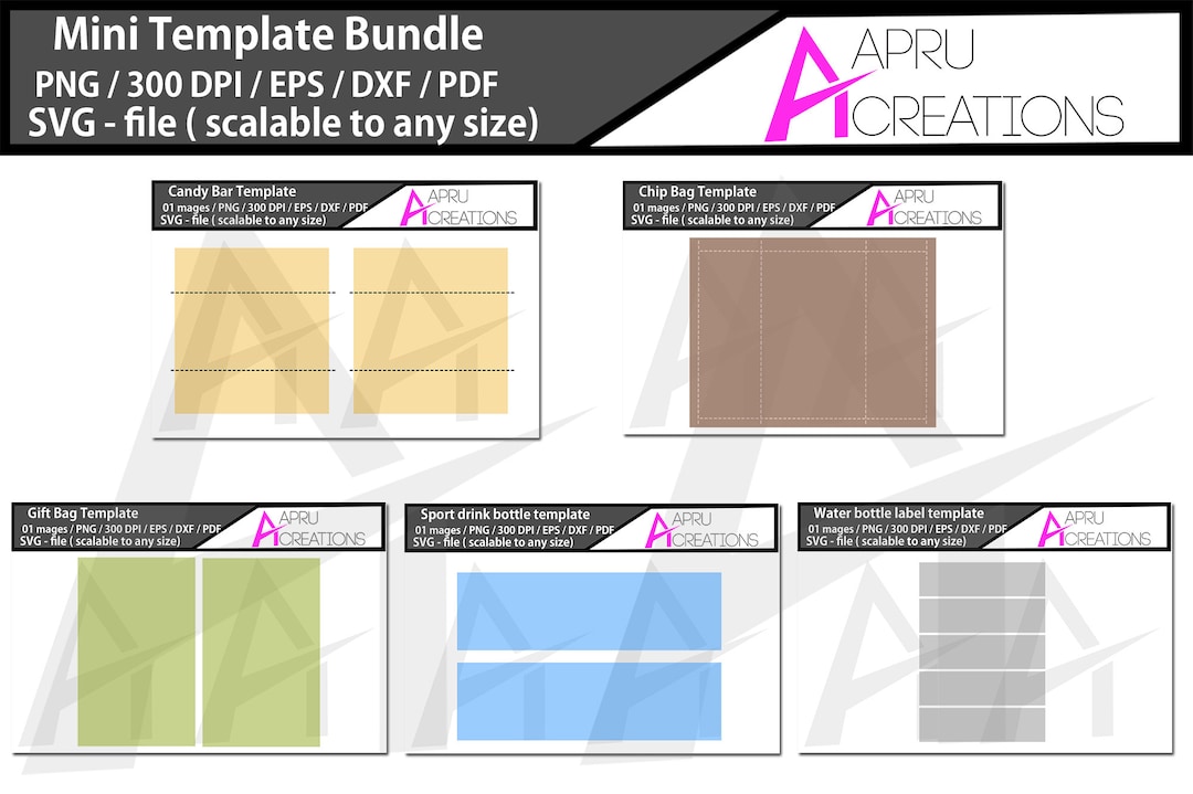 SVG Template Bundle / Candy Bar Template / Chip Bag Template / Gift Bag ...