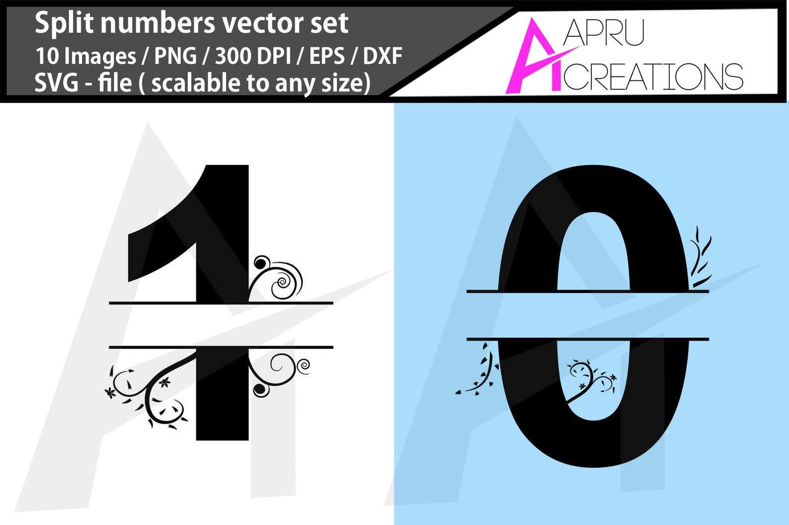 Split Numbers Svg / Split Numbers Silhouette - Etsy