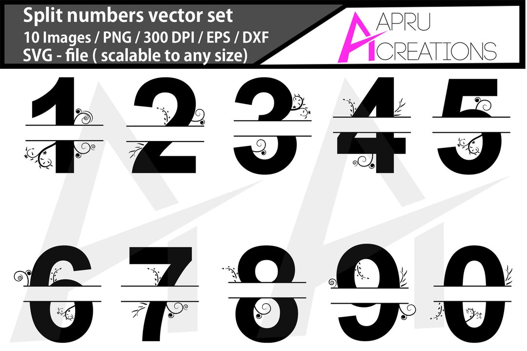 Split Numbers Svg / Split Numbers Silhouette - Etsy