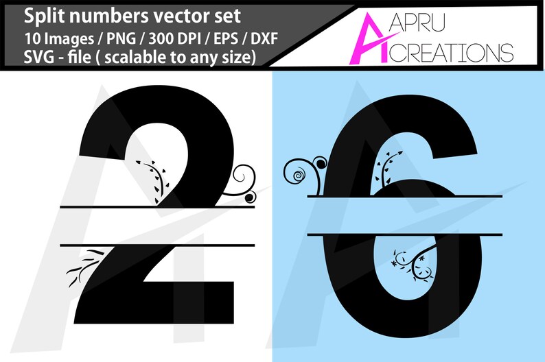 Split Numbers Svg / Split Numbers Silhouette - Etsy