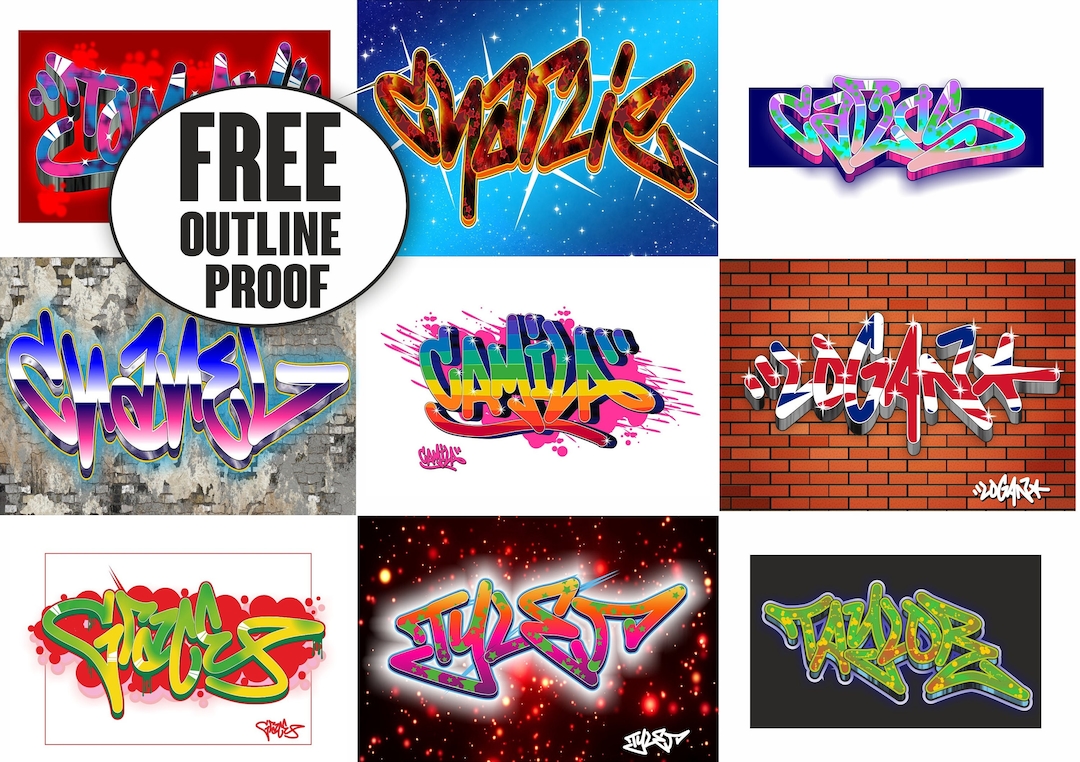 Personalised Name Graffiti Wall Art Print Gift, Stylish Street Urban ...