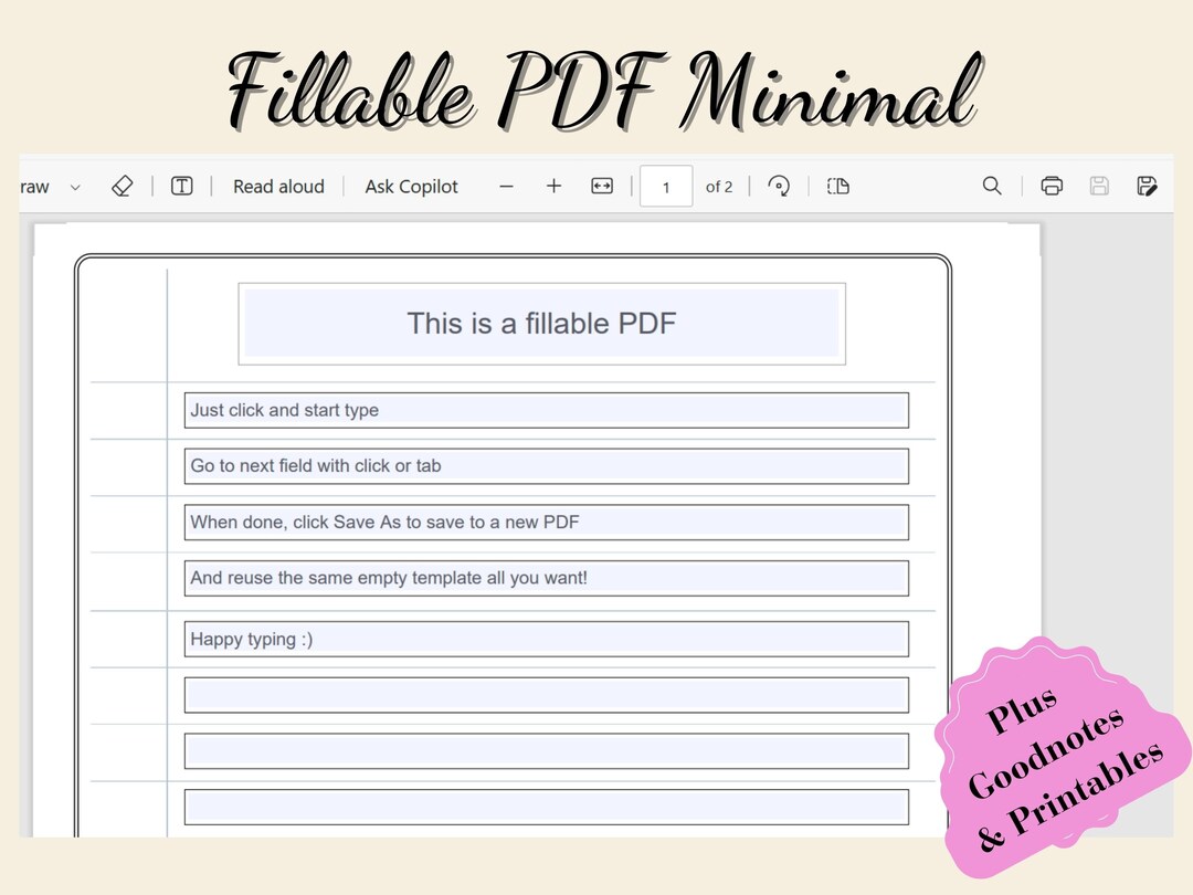 Fillable Editable PDF. Minimal Theme. Todo Notepad. Goodnotes. A4 and ...