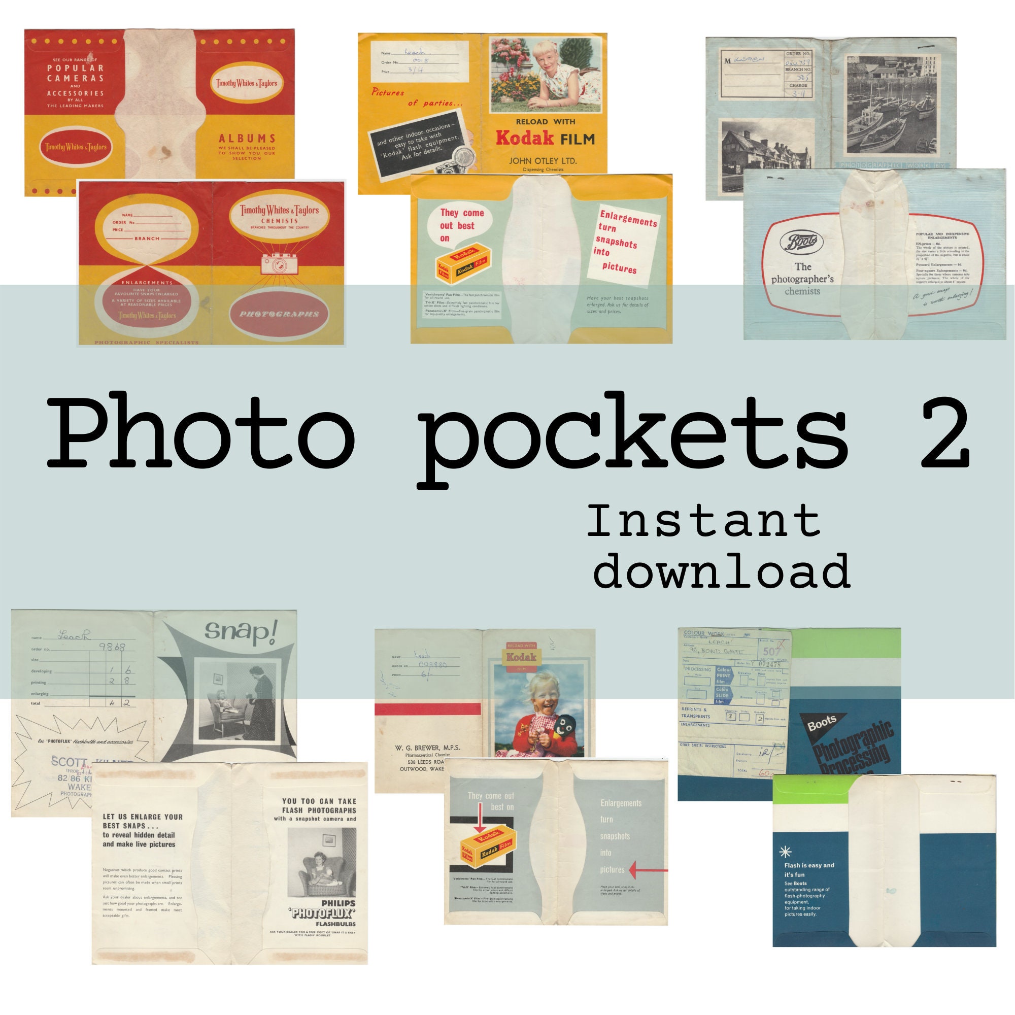 Vintage Photo Pockets | Instant Download - Etsy UK