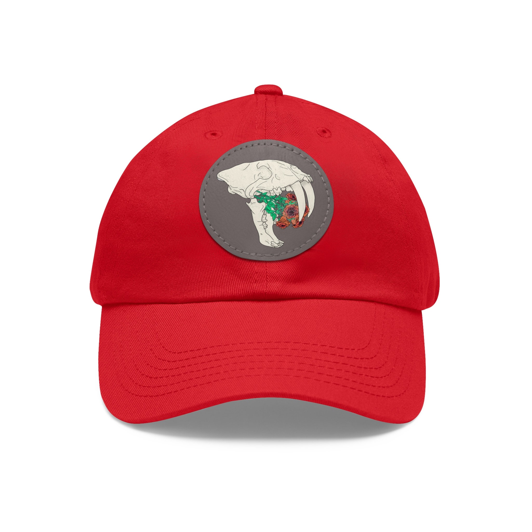 Saber-toothed Tiger Skull Dad Hat With Leather Patch round - Etsy