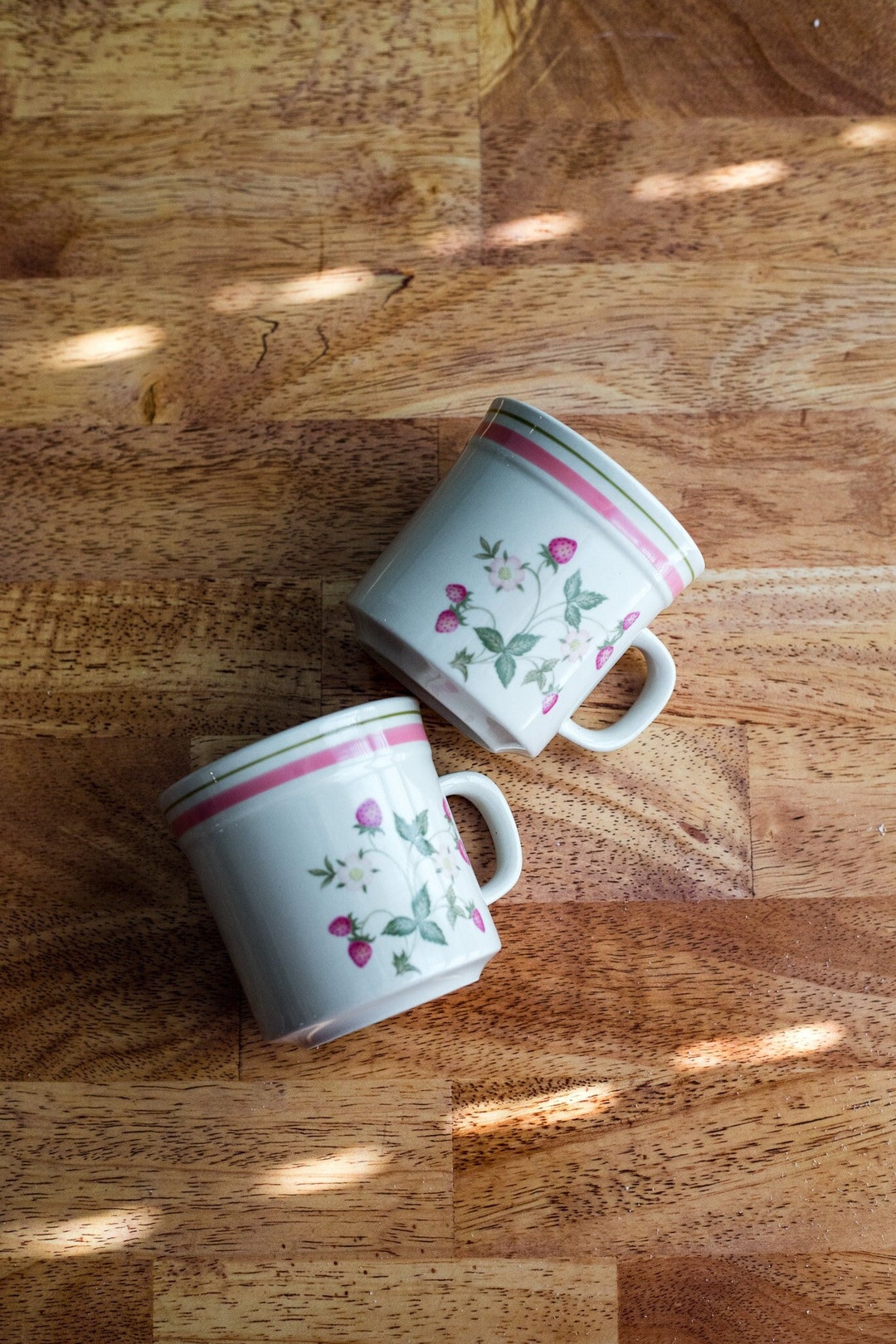 Vintage Strawberry Fields Mug Newcor Stoneware Retro Strawberry Print ...