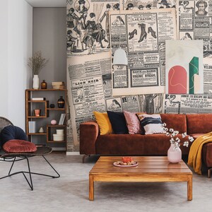 Vintage Newspaper Wall Mural, Self Adhesive Wallpaper, Peel and Stick ...