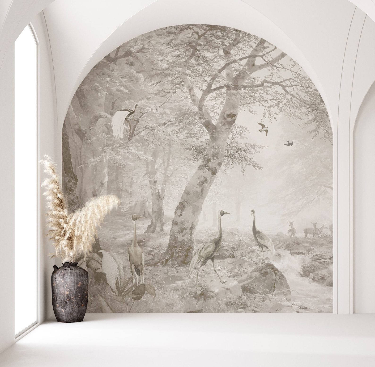 Vintage Jungle Wallpaper Forest and Tropical Animals Self - Etsy