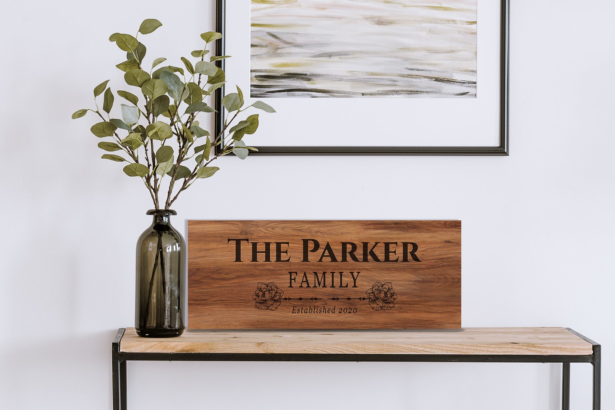 Personalized Wood Family Sign, Engraved Wood Sign in Vintage Style ...