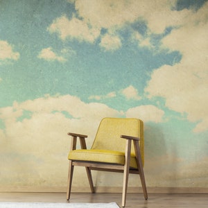 Vintage Clouds Wallpaper, Self Adhesive Wallpaper, Removable Peel and ...