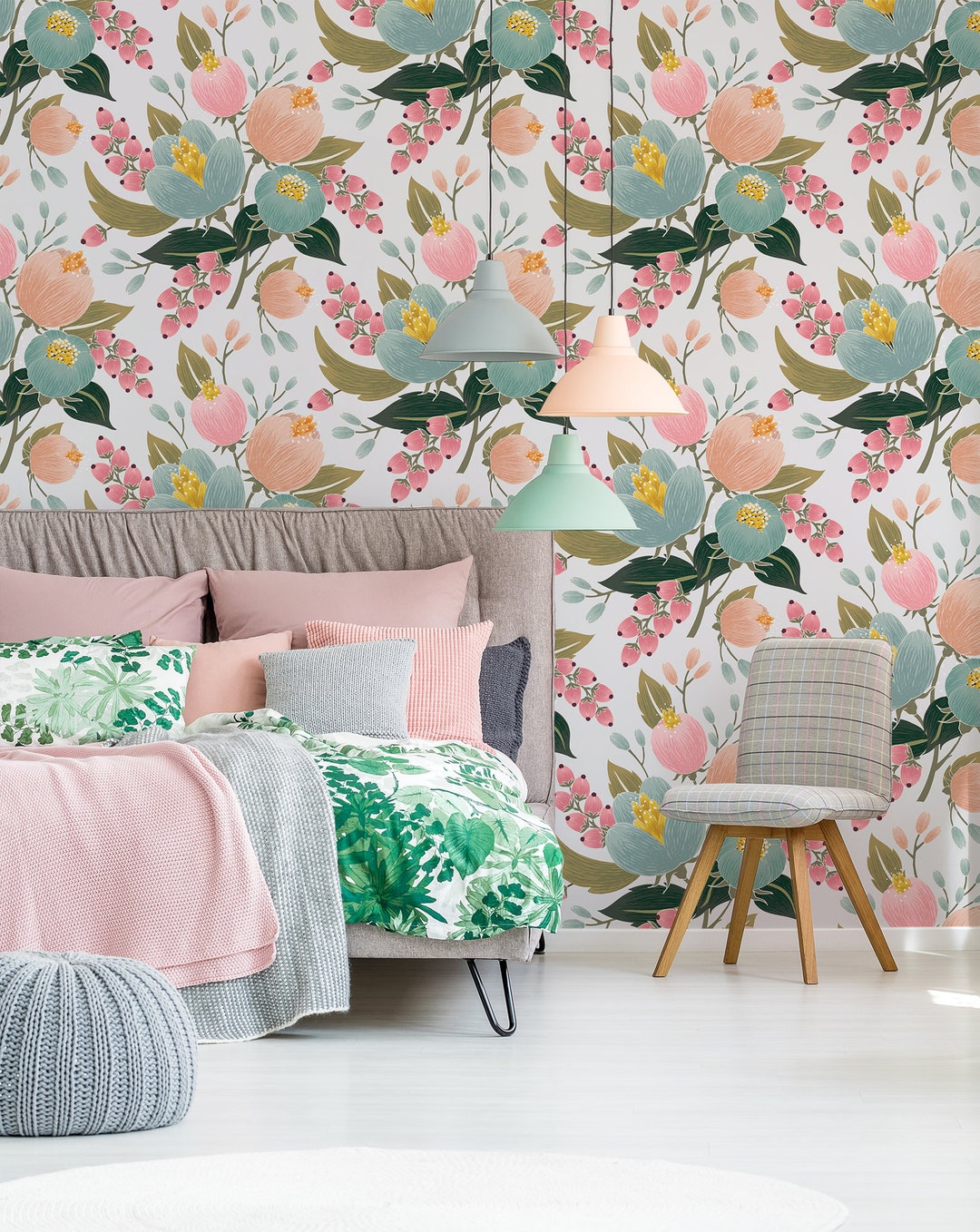 Spring Flowers Wallpaper, Peel and Stick Wall Mural, Self Adhesive ...