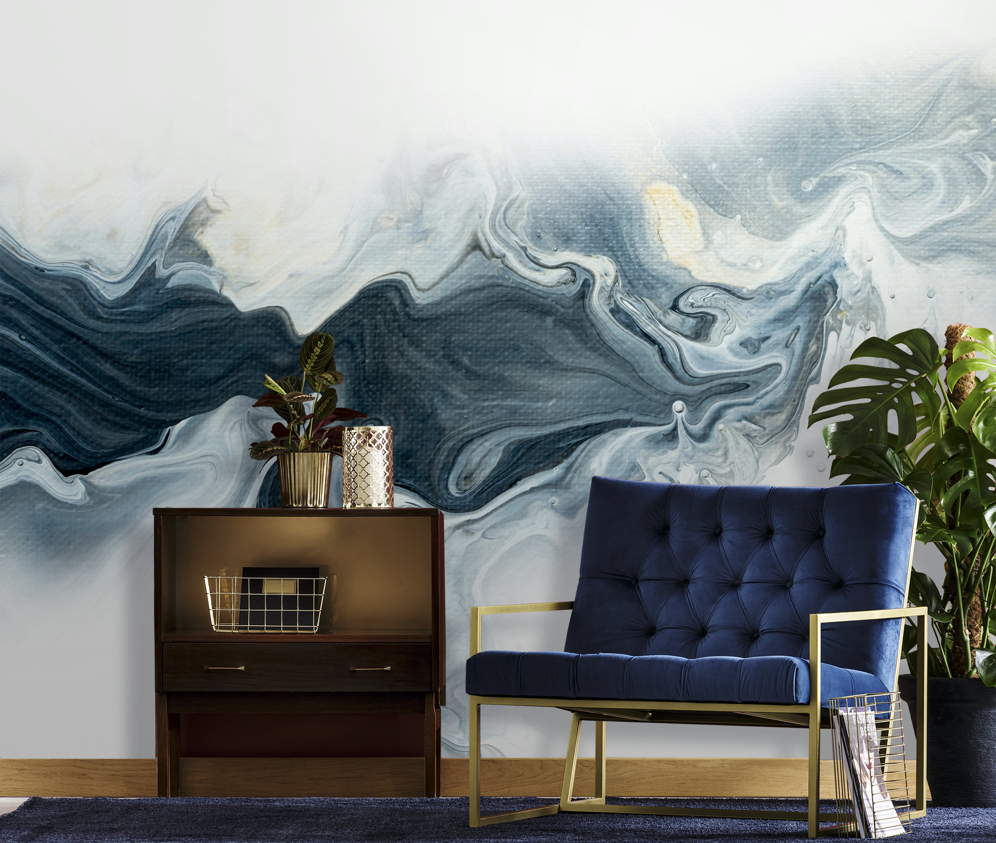 Painted abstract wall mural peel and stick wallpaper acrylic - Etsy 日本