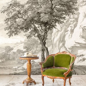 Mountain Trip Wall Mural, Old Landscape, Sepia Wallpaper, Self Adhesive ...