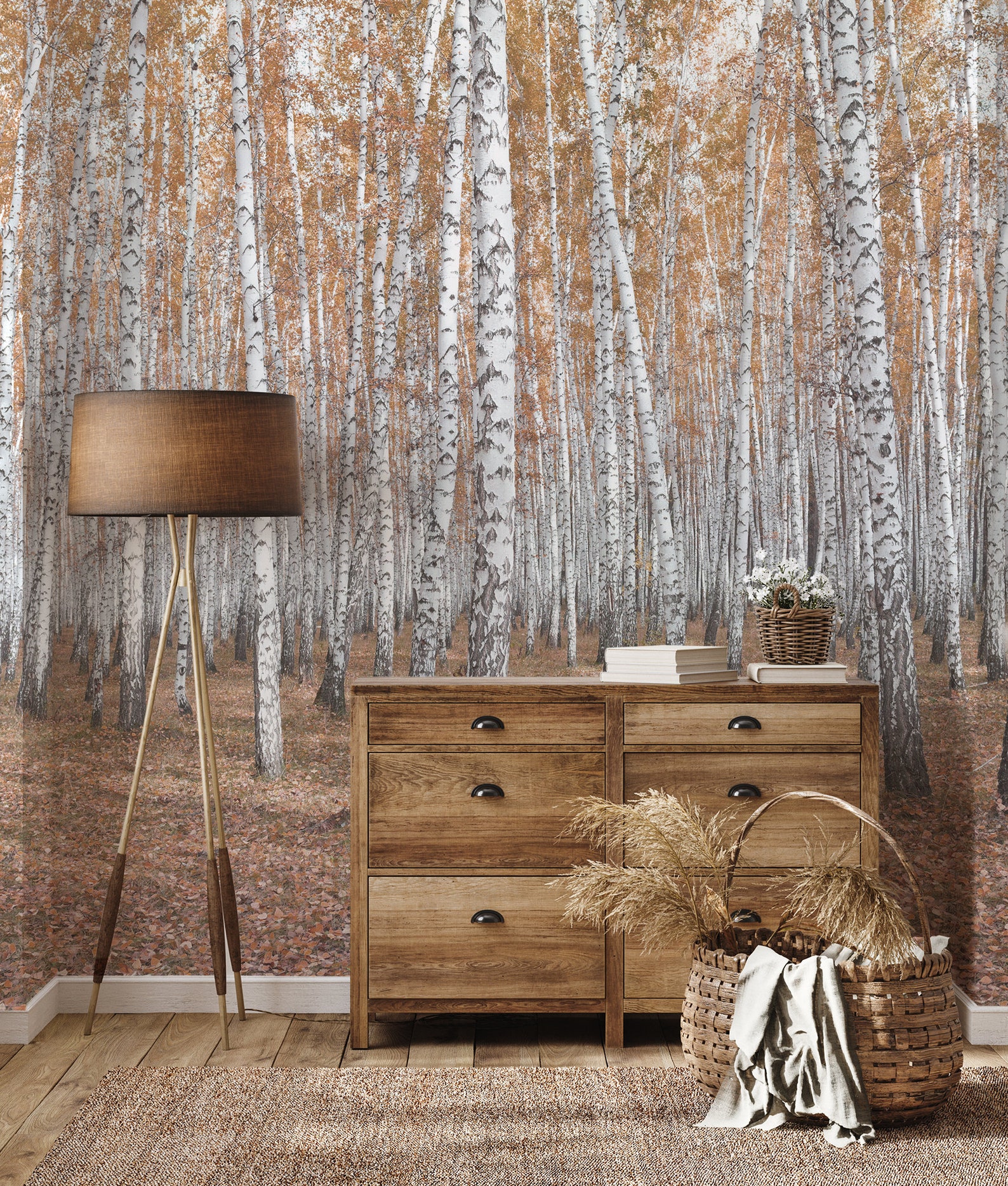 Birch Tree Forest Wallpaper Mural Peel and Stick Photo - Etsy