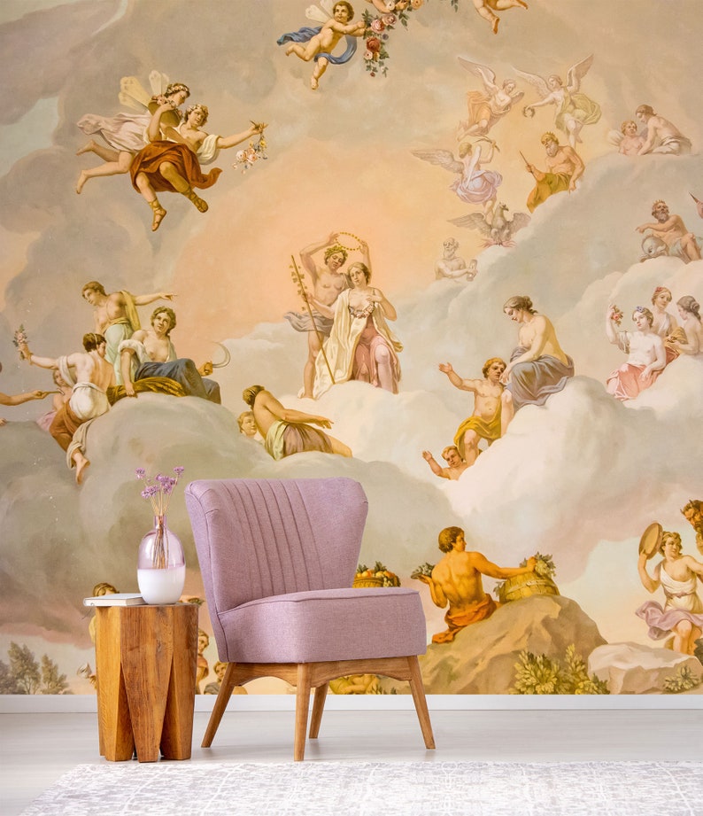 Renaissance Wallpaper Mythological Scenes Cloud Wallpaper - Etsy