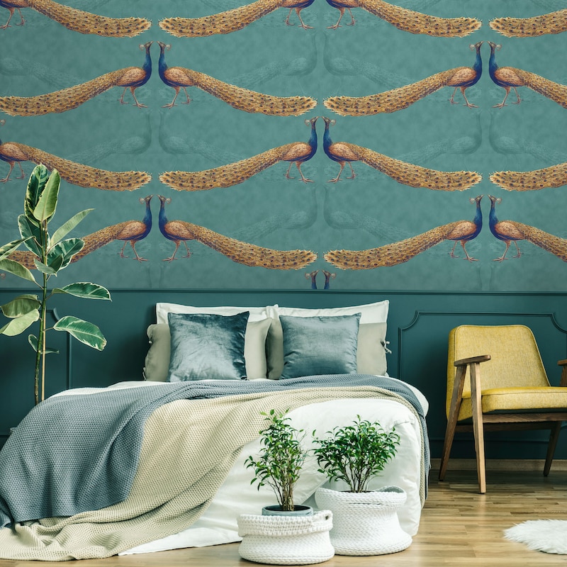Peacock Wall Paper - Etsy