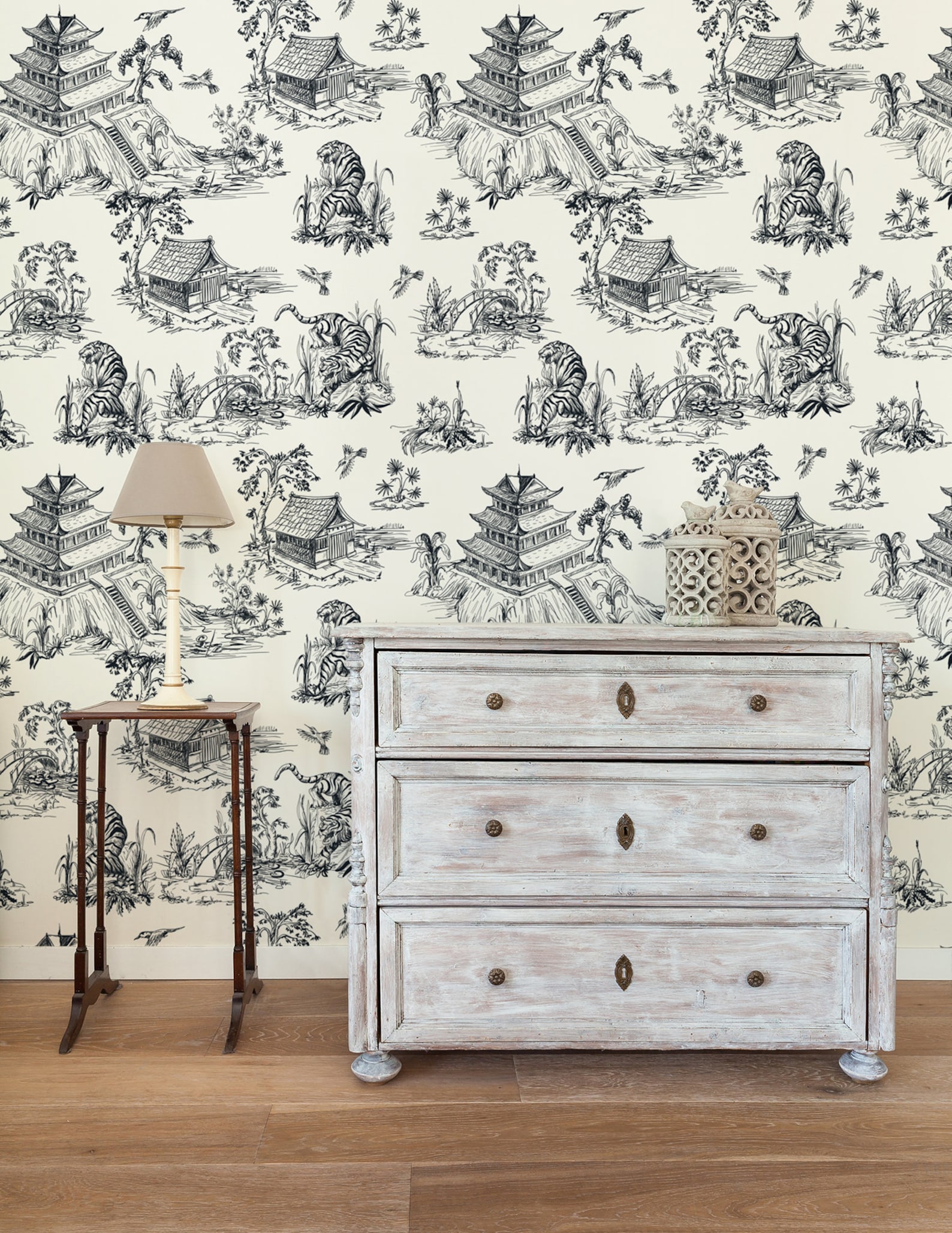 Chinoiserie Removable Wallpaper Vintage Wallpaper Hand Drawn - Etsy
