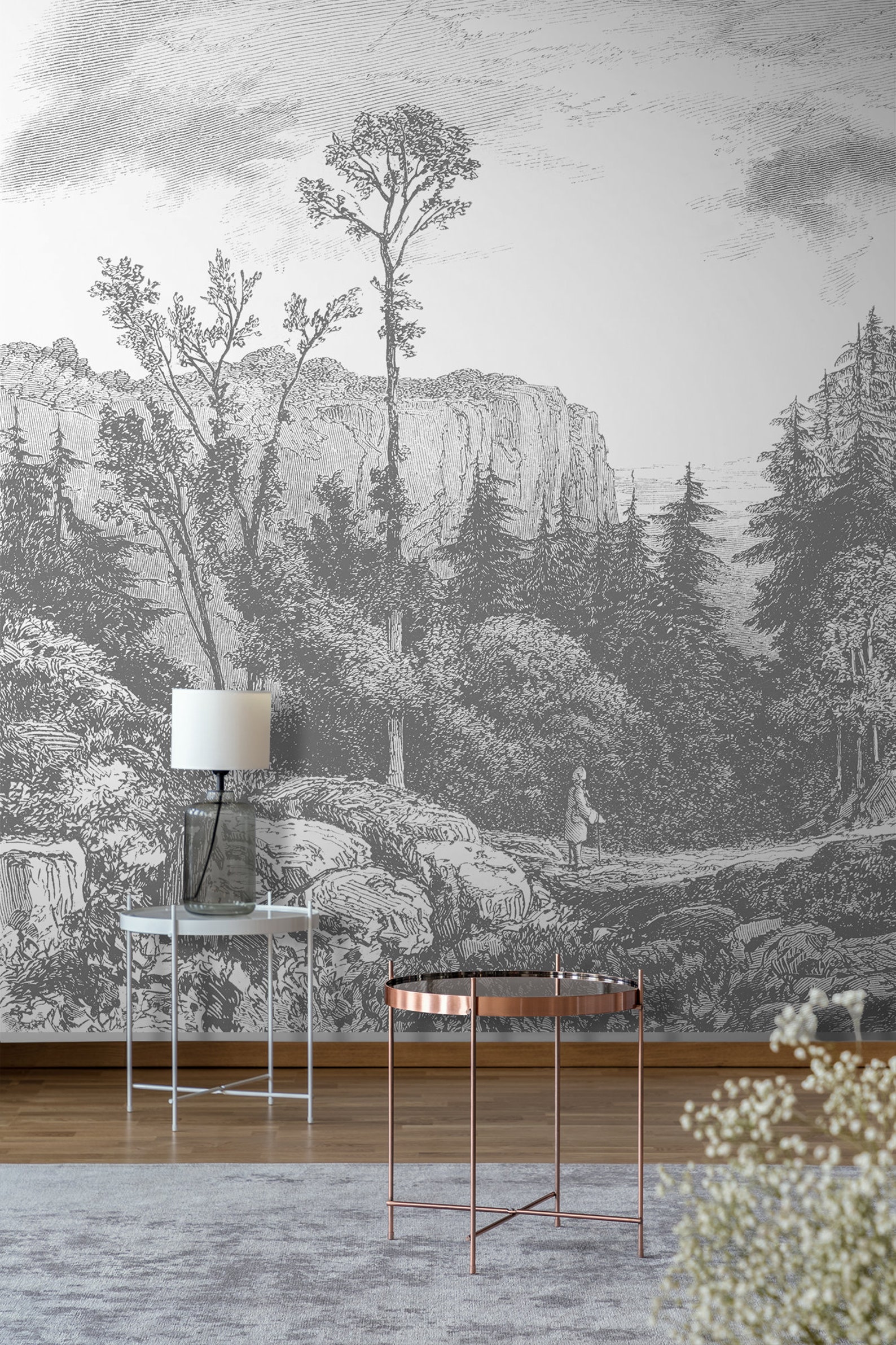 Landscape Wall Mural in Old Style Vintage Self Adhesive - Etsy