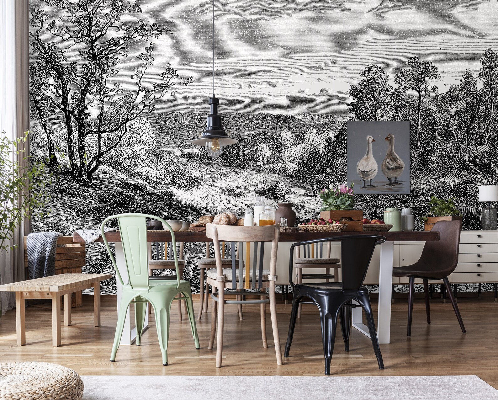 Scenic Wall Mural, Peel and Stick Wall Mural, Vintage Art Wallpaper ...