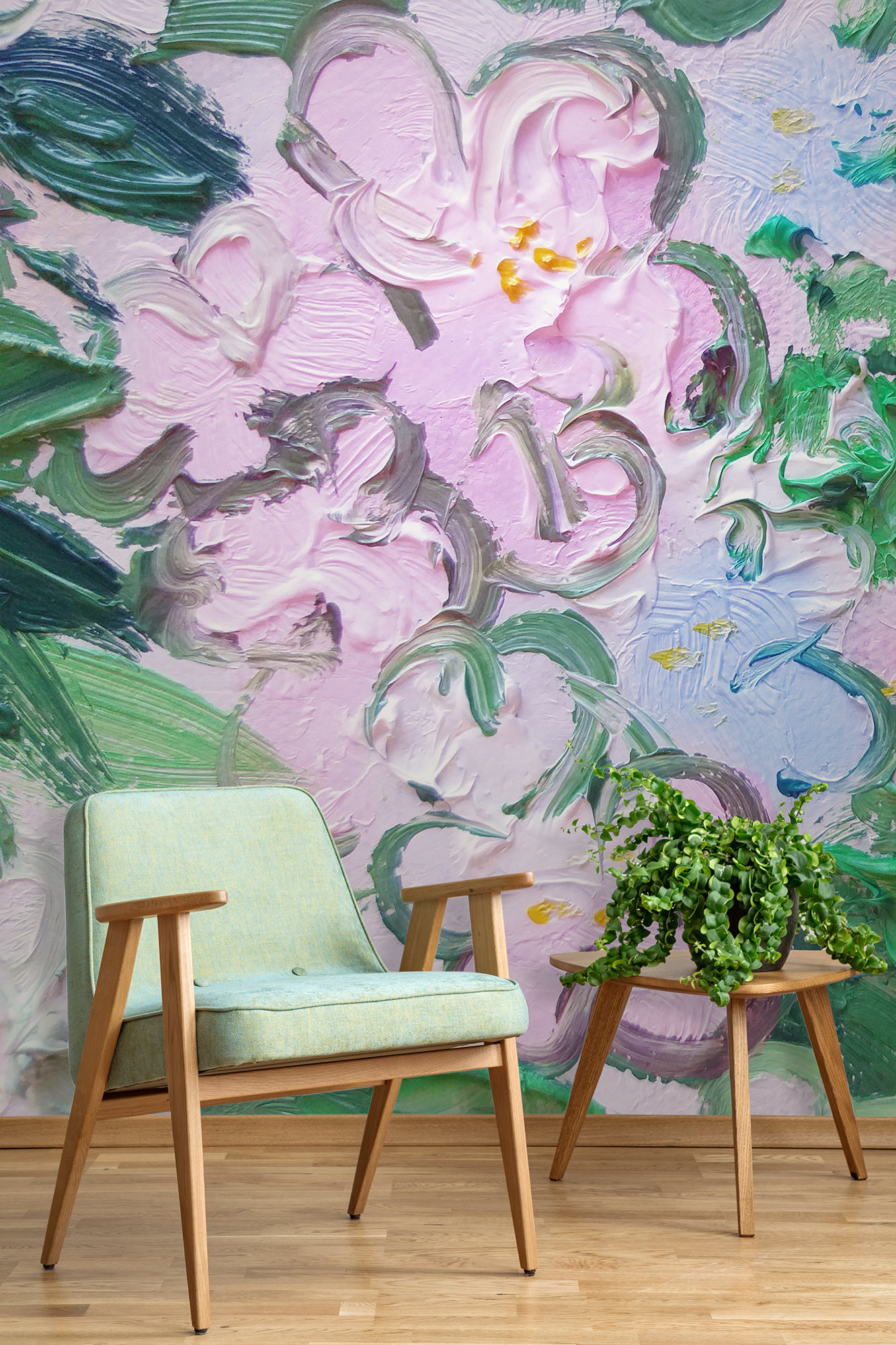 Painted Flowers Wall Mural Peel and Stick Removable | Etsy