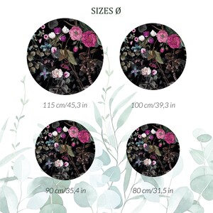 Dark Floral Circle Wall Sticker, Self Adhesive Wall Decal, Circle Decal ...