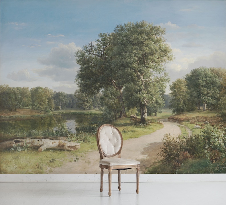 Scenic Rural Landscape Wall Mural Vintage Wallpaper Self - Etsy