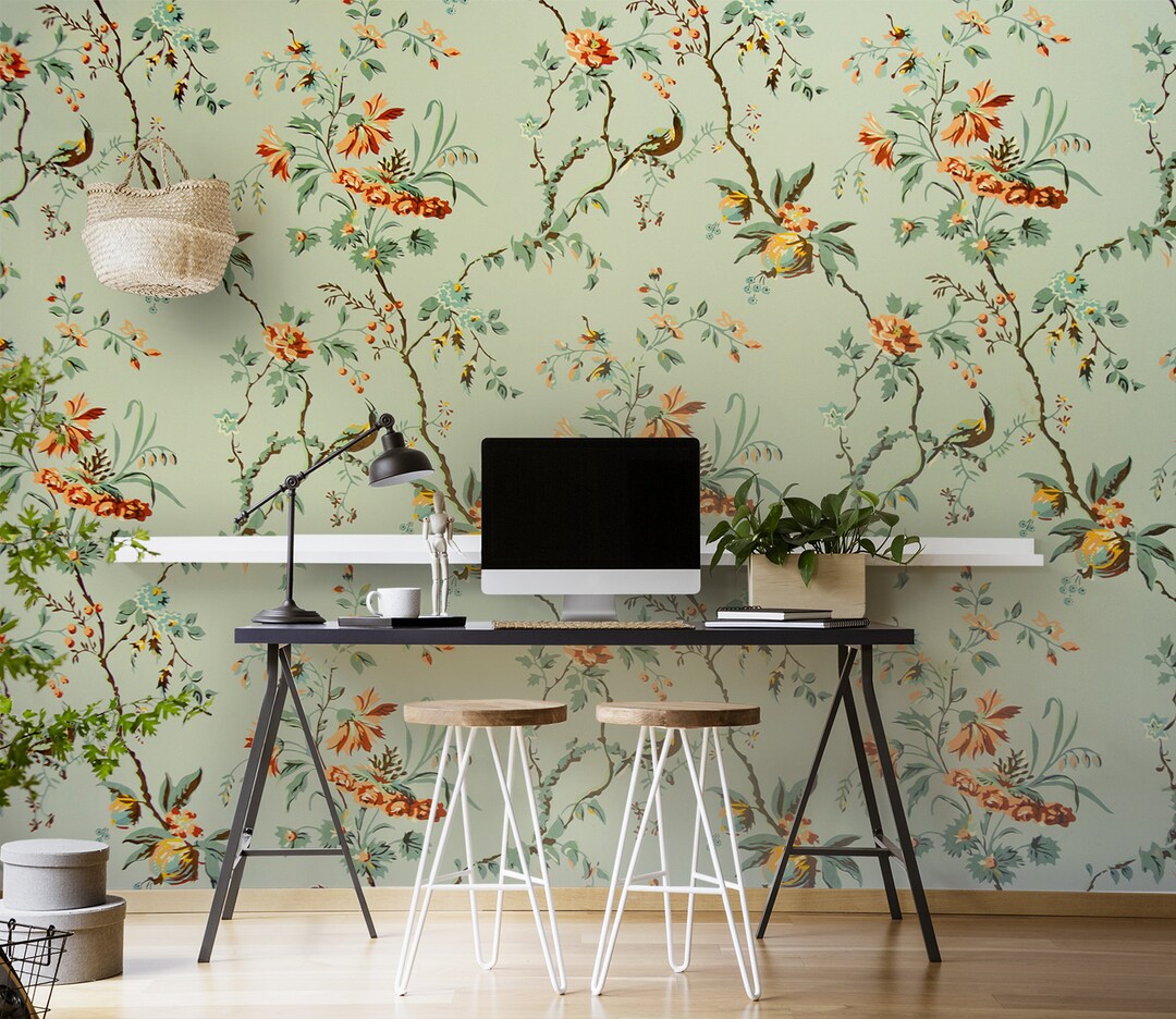 Vintage Floral Retro Wallpaper, Self Adhesive, Peel and Stick Wallpaper ...