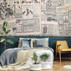 Vintage Newspaper Wall Mural, Self Adhesive Wallpaper, Peel and Stick ...