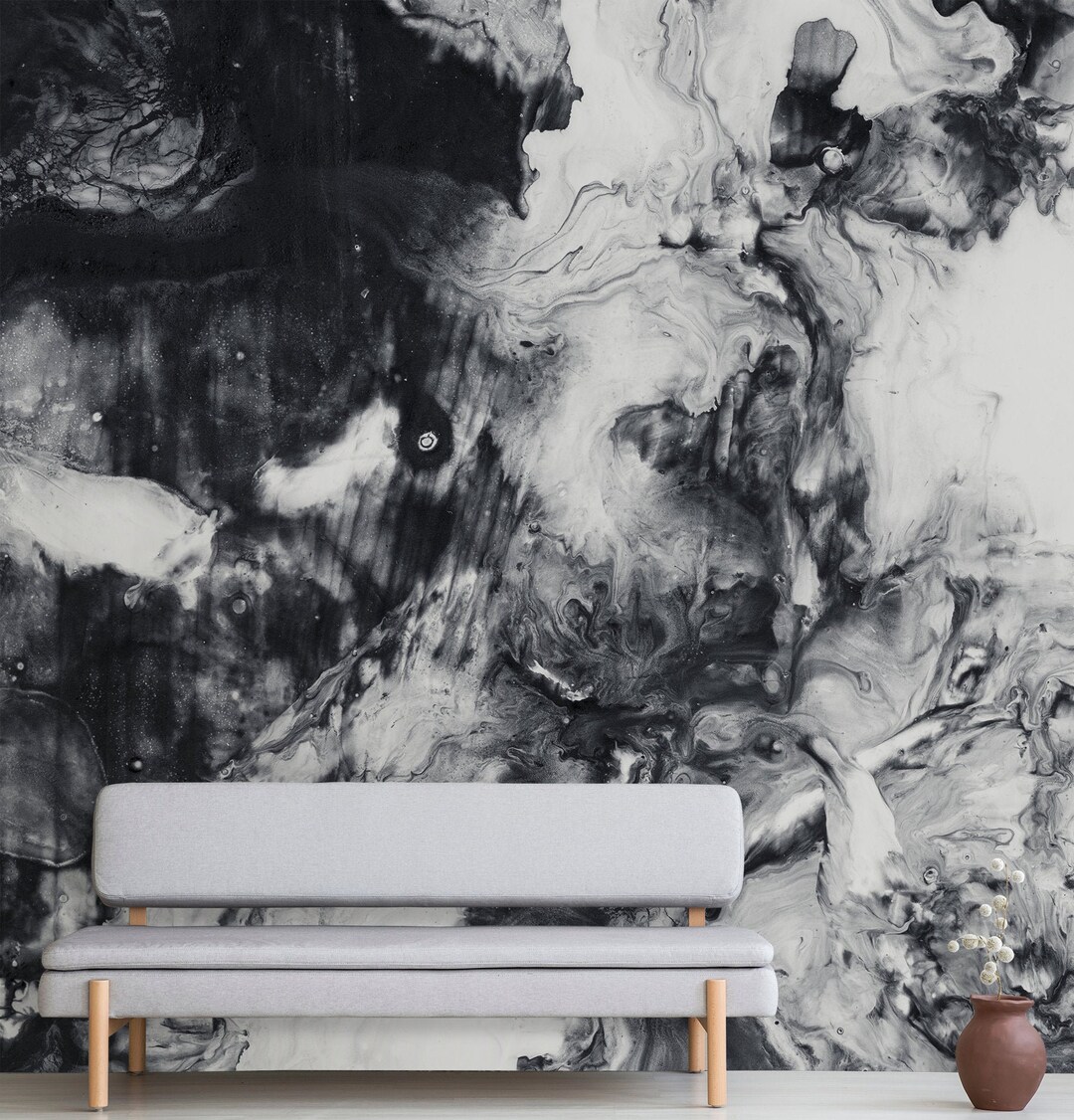 Dark Vintage Wall Mural With Abstract Painting, Peel and Stick ...